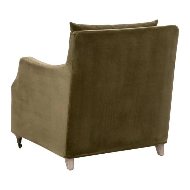 Jade Olive Velvet Slipcover Club Chair - LOOMLAN