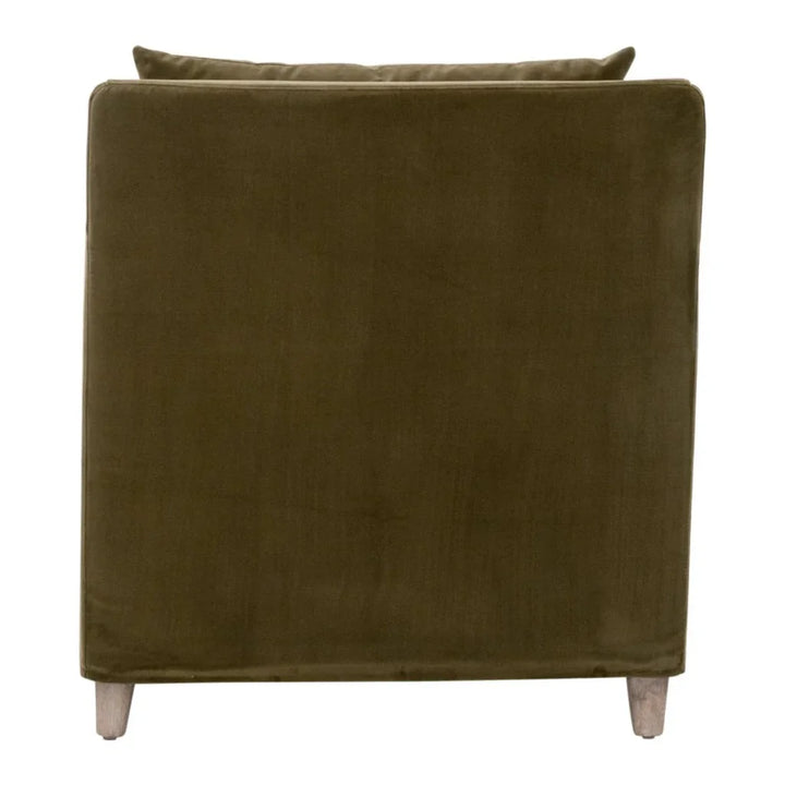 Jade Olive Velvet Slipcover Club Chair - LOOMLAN