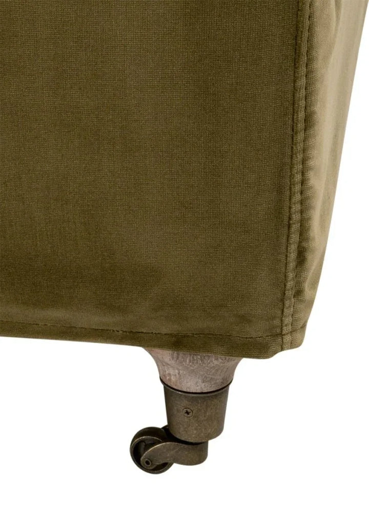 Jade Olive Velvet Slipcover Club Chair - LOOMLAN