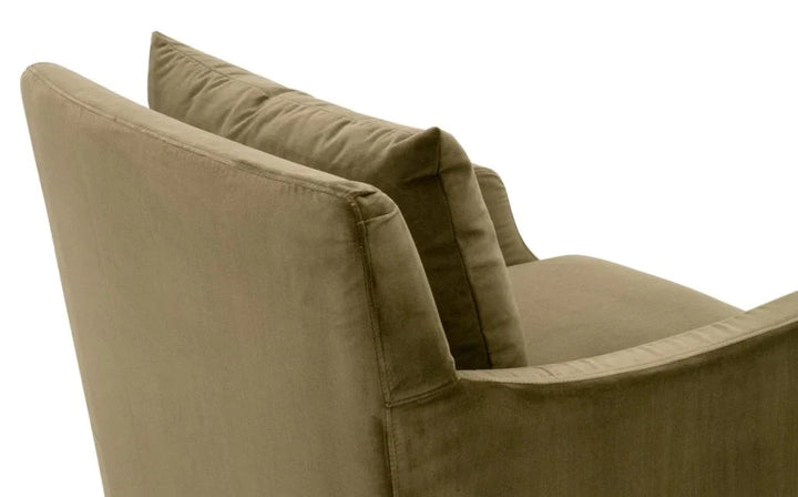 Jade Olive Velvet Slipcover Club Chair - LOOMLAN