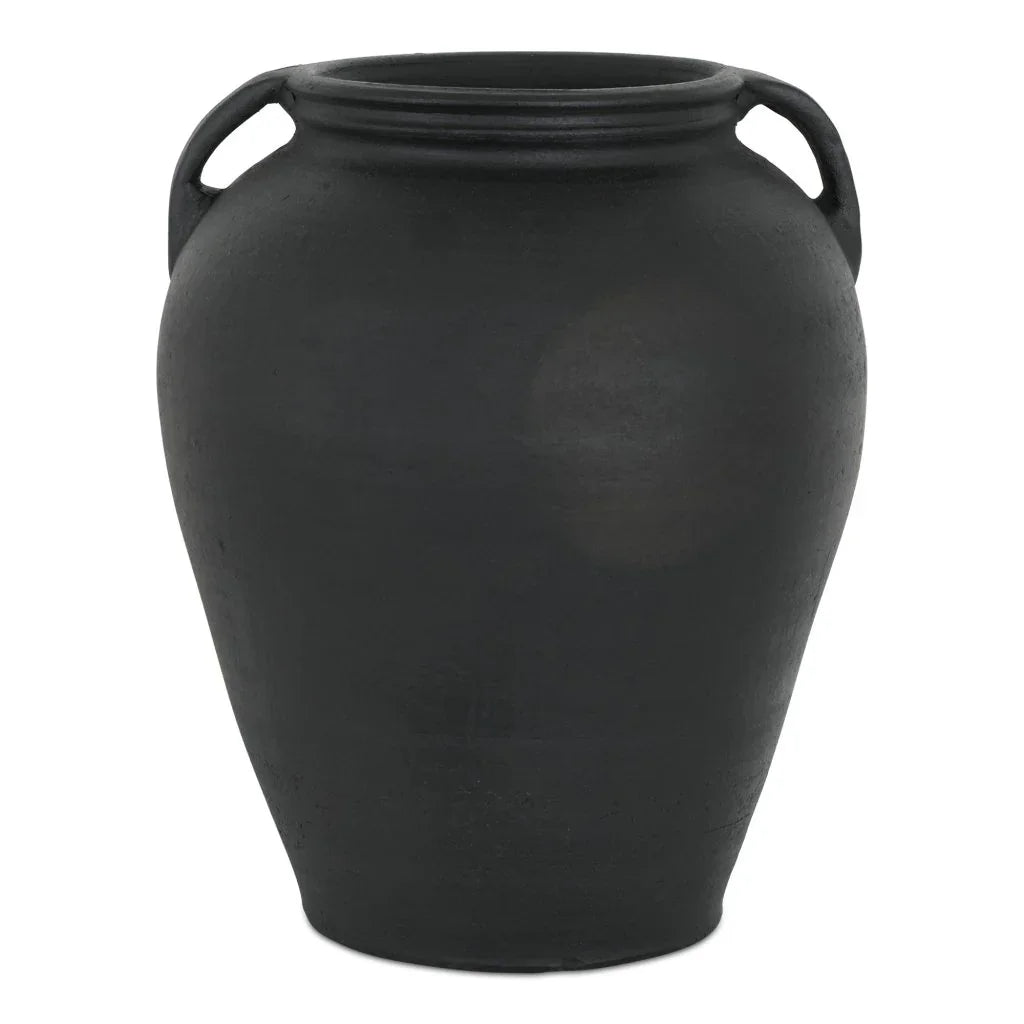 Jovi Black Terracotta Greco-Roman Design Vase - LOOMLAN