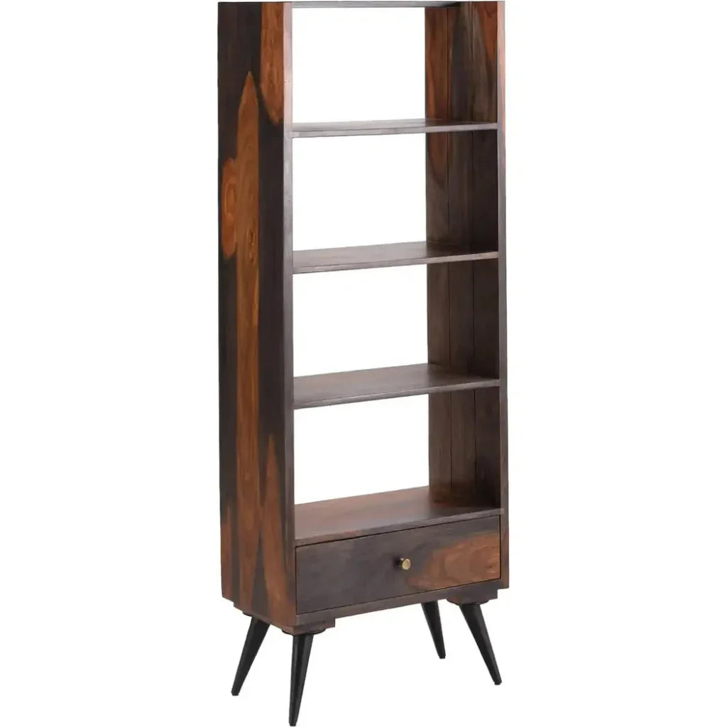 Karan Modern Wooden One Drawer Etagere- LOOMLAN