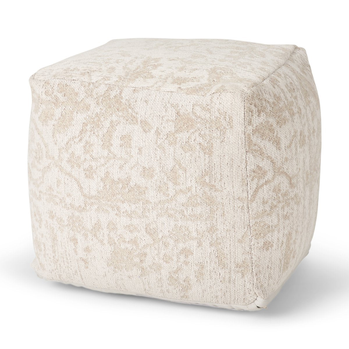 Get Khloe Small Cream Pouf Elegant Design Plush Texture – LOOMLAN