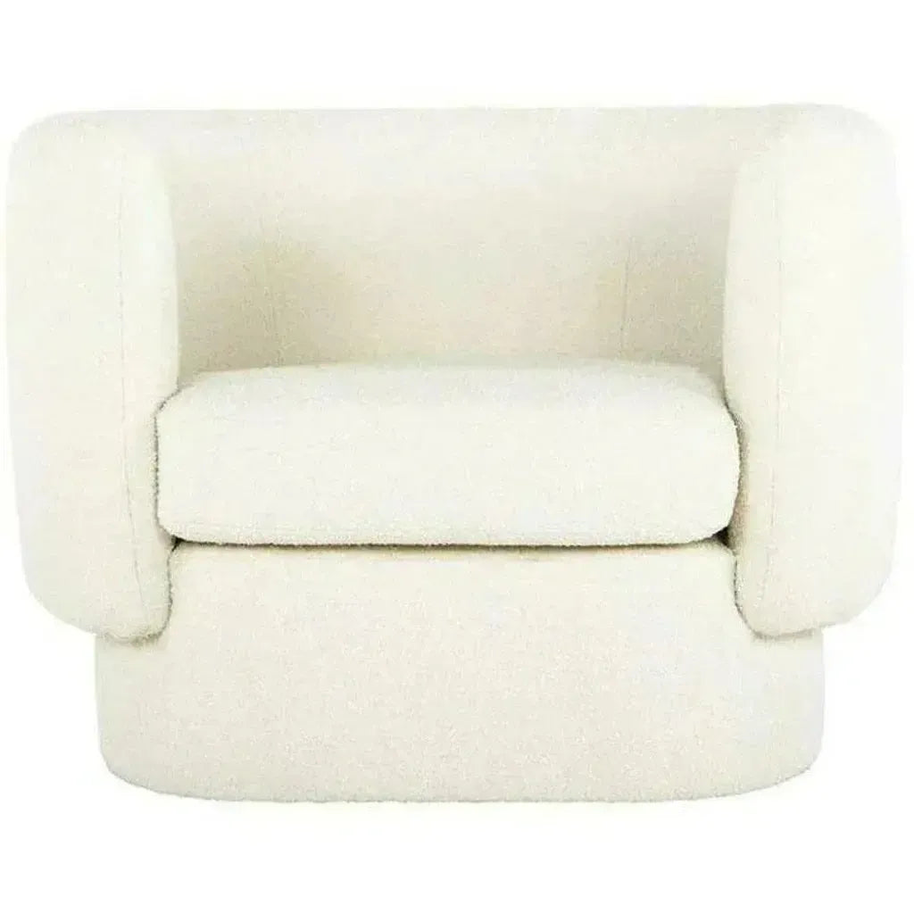 Koba Boucle White Sherpa Round Bucket Chair - LOOMLAN