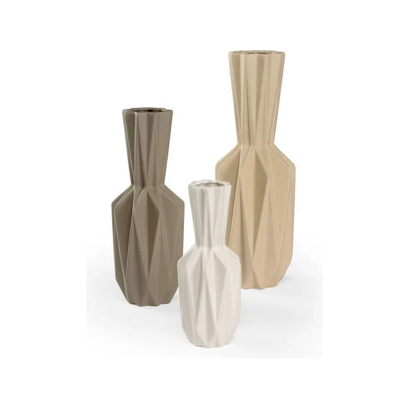 Lerdorf Geometric Shaped Ceramic Vase - (Set of 3) - LOOMLAN