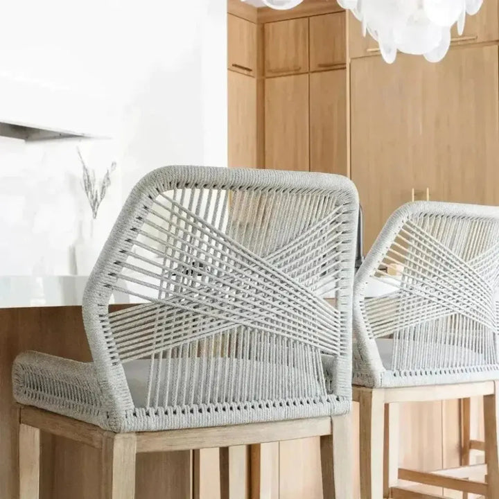 Loom Counter Stool Taupe & White Rope & Wood - LOOMLAN