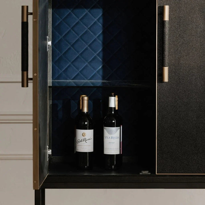 Mako Black Solid Oak Bar Cabinet - LOOMLAN