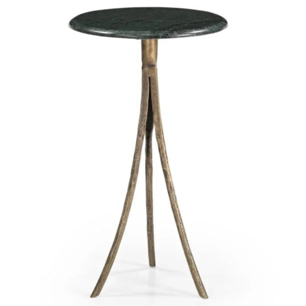 Milo Green Marble Round Accent Table - LOOMLAN