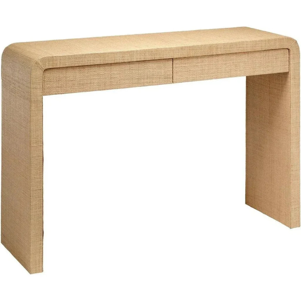 Montecito 2-Drawer Raffia Console Table Storage - LOOMLAN