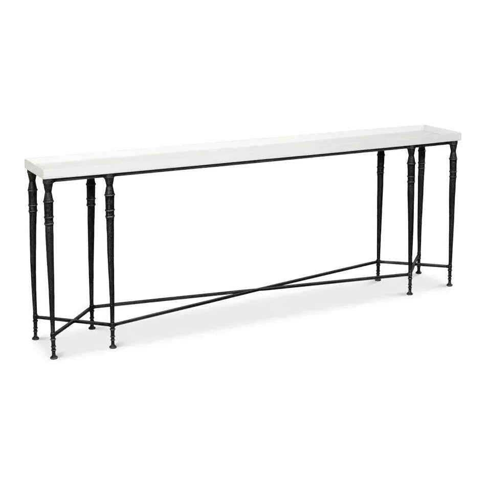 Nathaniel Console Table Slim Two Tone Wood 80" - LOOMLAN