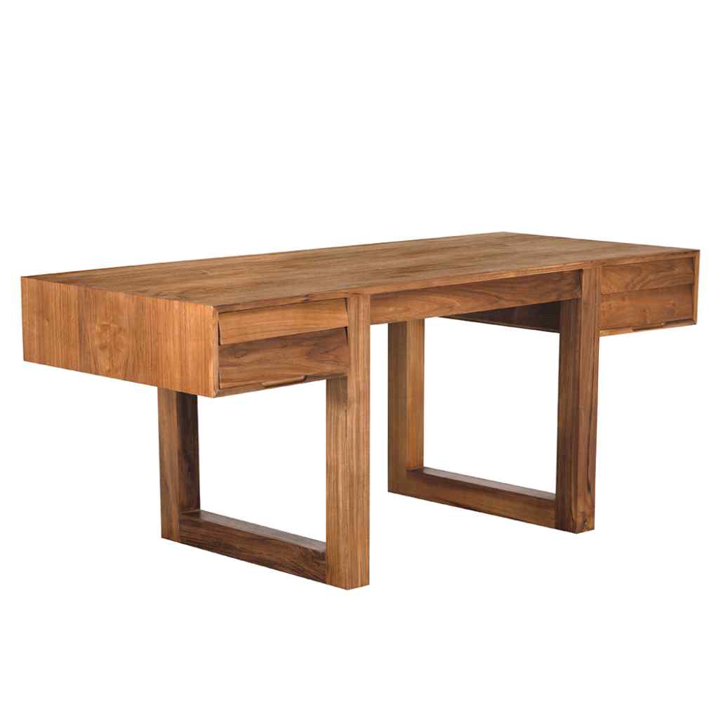 Get Newton Desk Teak Minimalist Design With Ample Storage – LOOMLAN