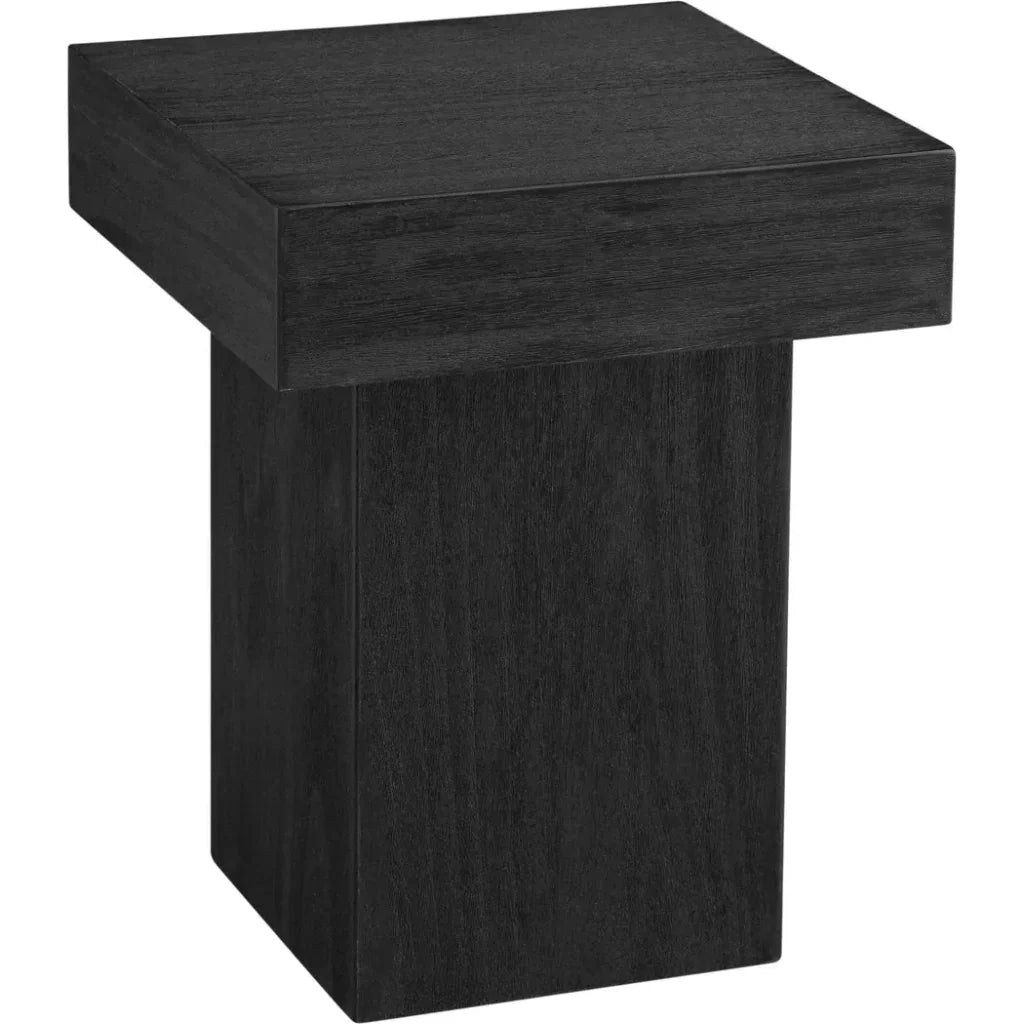 Black Square Mango Wood End Table 14x14x18 | LOOMLAN