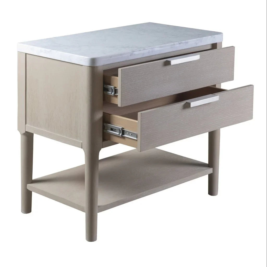 Pearl Leg Marble Top Nightstand and USB Port - LOOMLAN