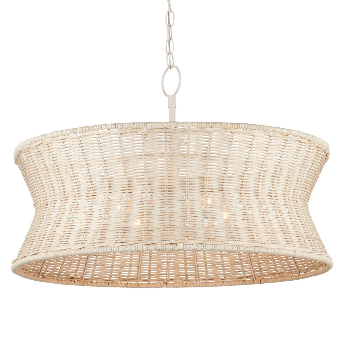 Get Phebe Bleached Rattan Chandelier With Vanilla Finish – LOOMLAN