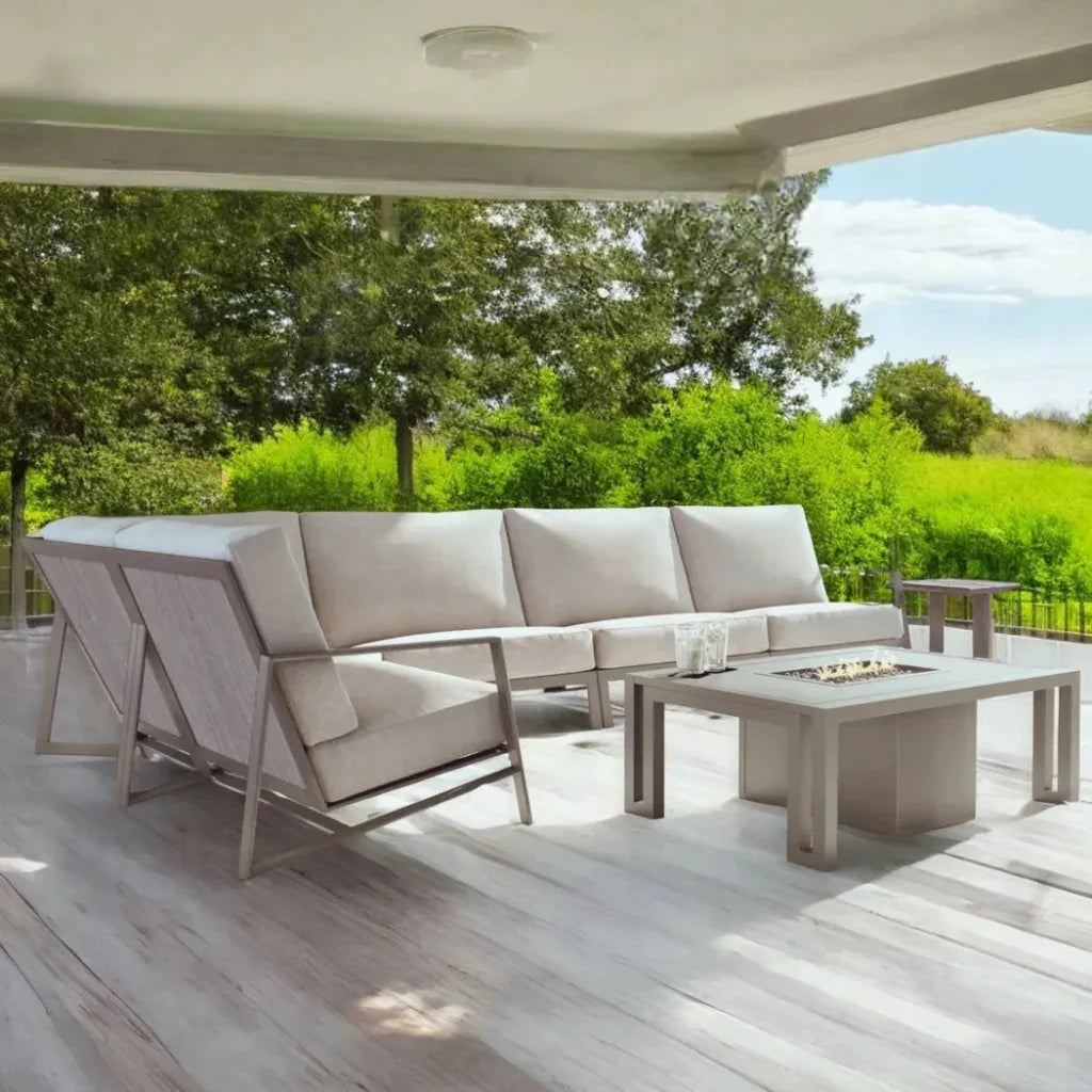 Prism Sectional Sofa Set With Firepit Table - LOOMLAN