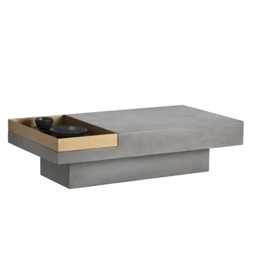Quill Concrete Rectangular Coffee Table - LOOMLAN