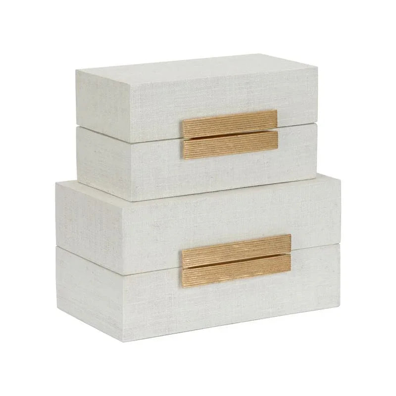 Raffia Made White Box (Set of 2) - LOOMLAN