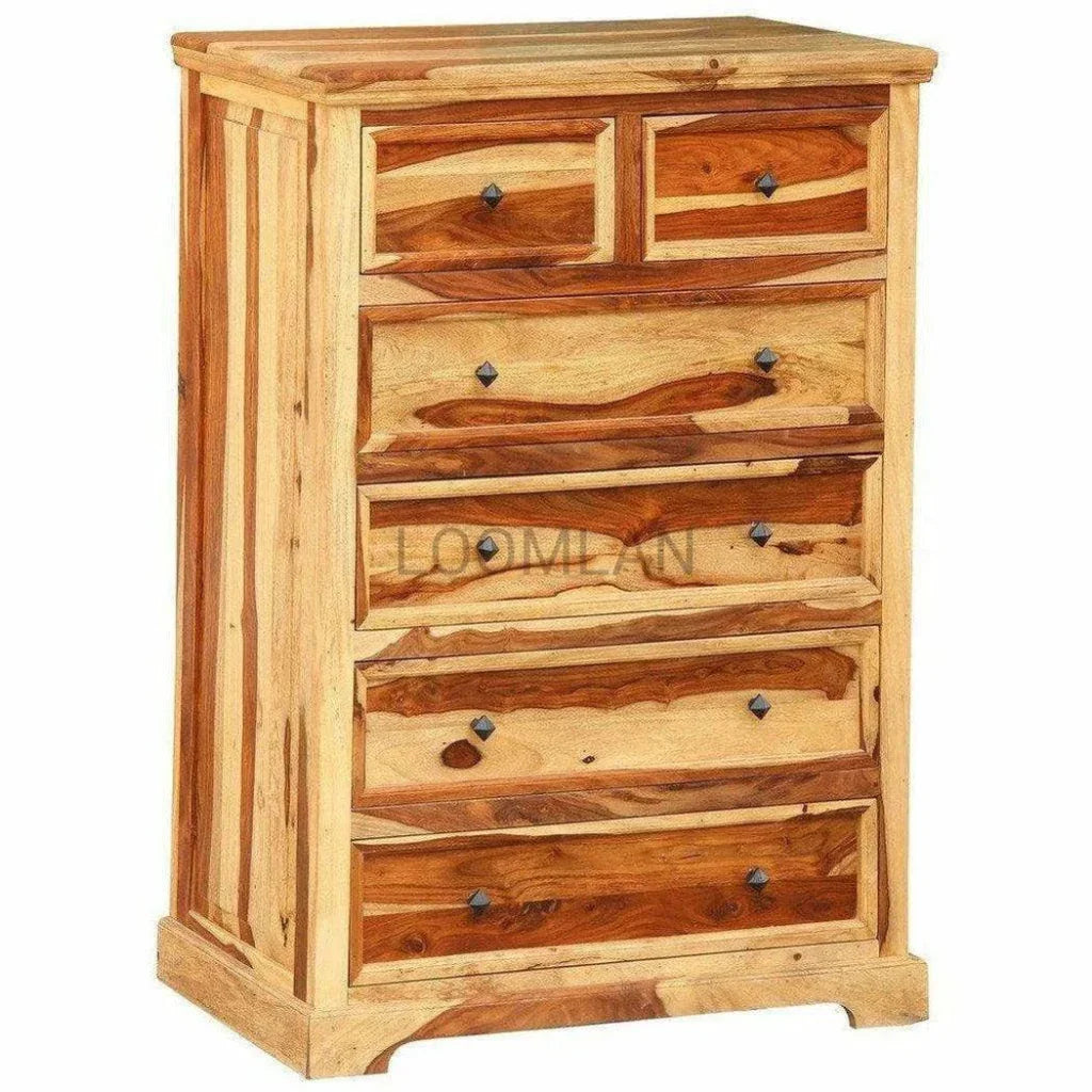 Raven Wood Bedroom Chest of 6 Drawers - LOOMLAN