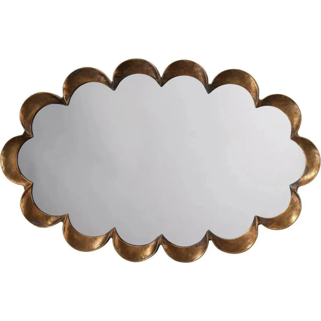Reversible Position Brass Scalloped Wall Mirror - LOOMLAN