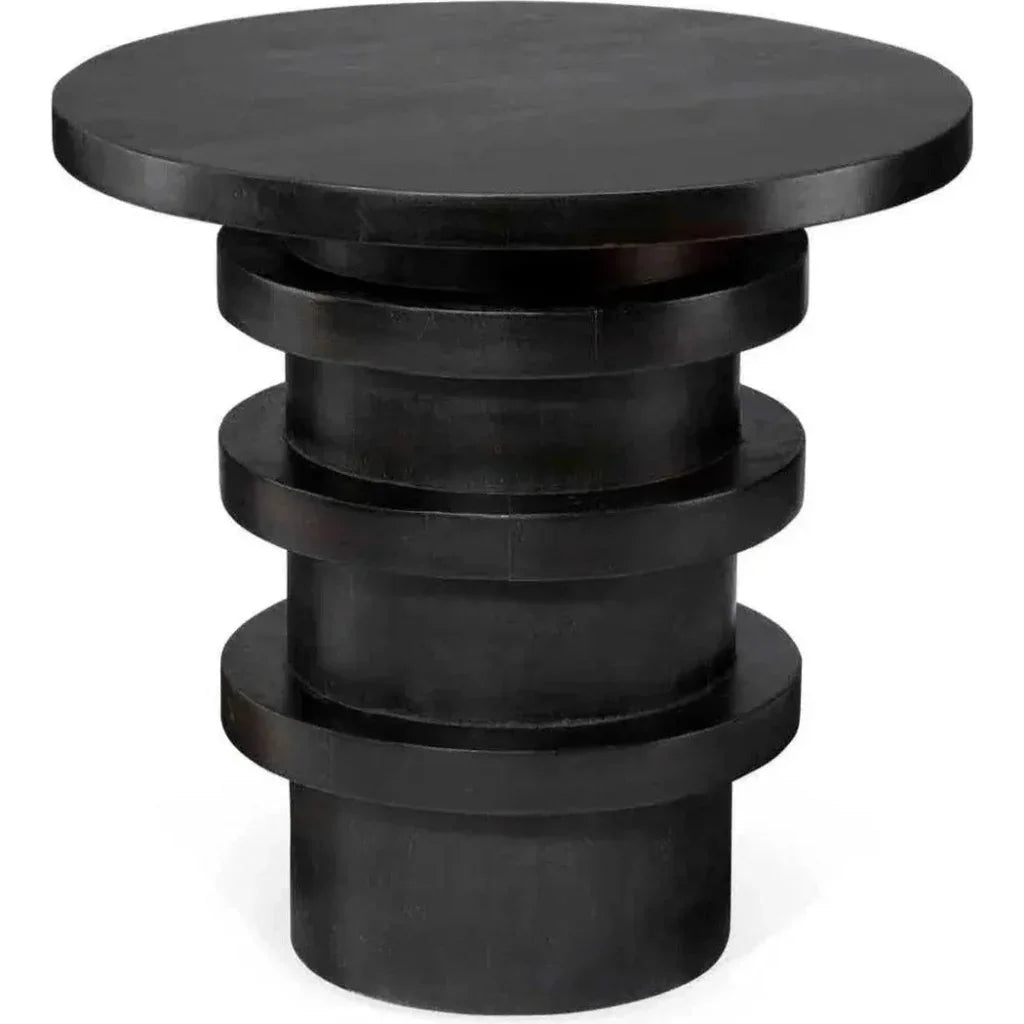 Get Revolve Hand Carved Mango Wood Round Side Table – LOOMLAN