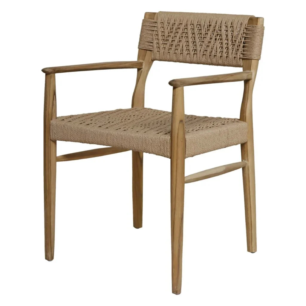 Rhona Natural Wooden Patio Dining Chair - LOOMLAN