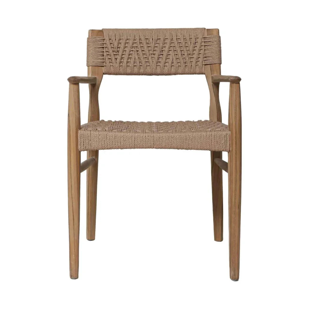 Rhona Natural Wooden Patio Dining Chair - LOOMLAN