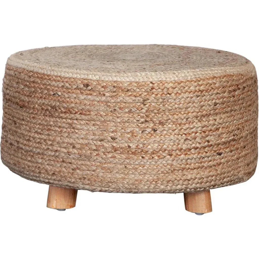 Round Accent Stool in Natural Jute Fiber - LOOMLAN
