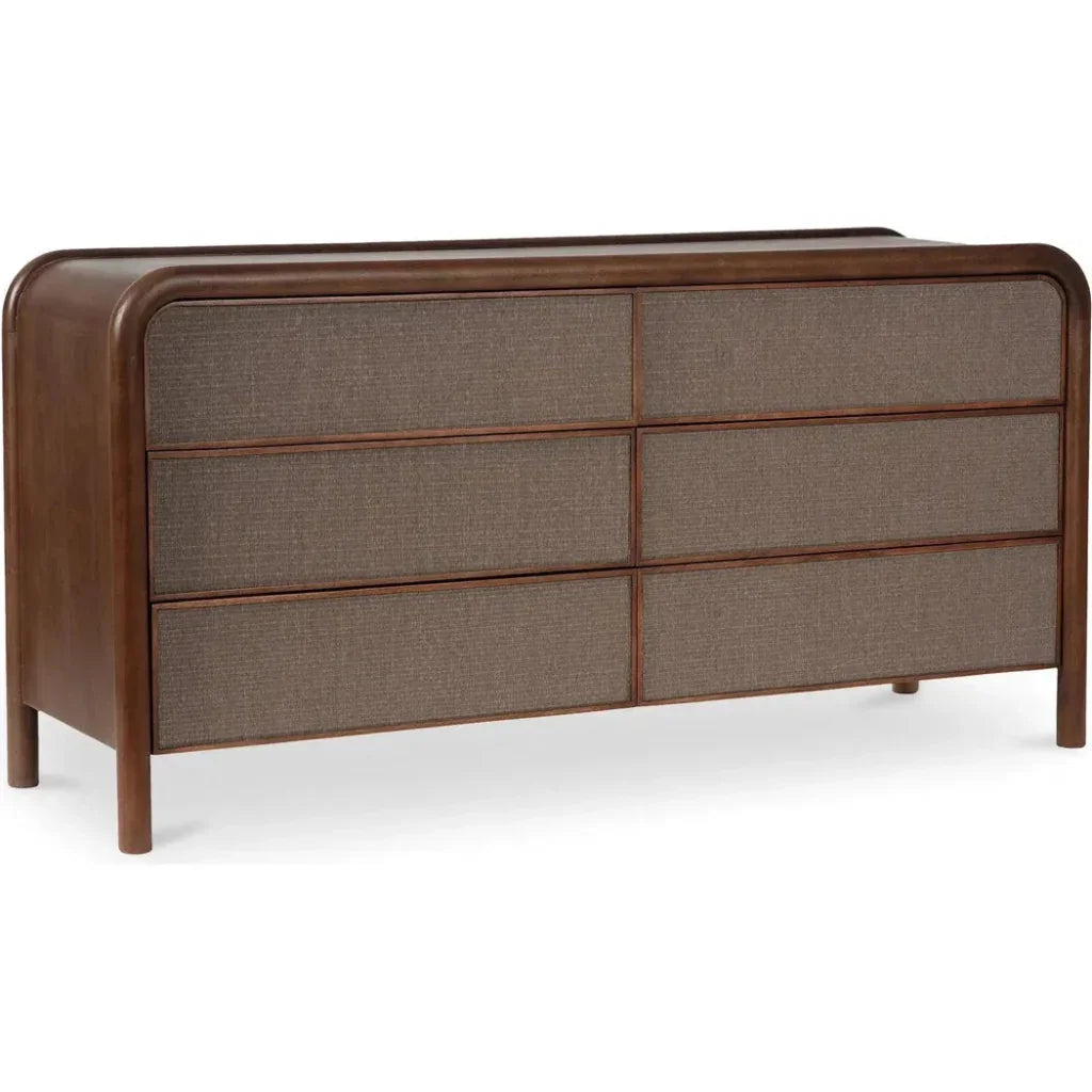 Rye Wood Warm Brown 6 Drawer Dresser - LOOMLAN