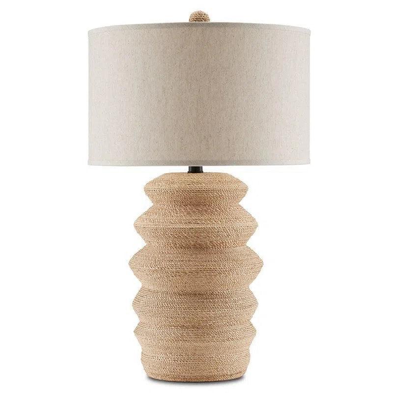 Satin Black Abaca Rope Kavala Table Lamp By Goralnick - LOOMLAN