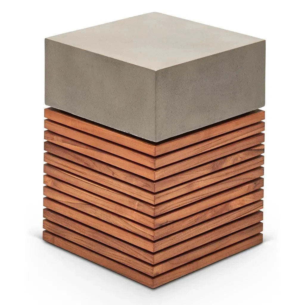 Stecca Alto Fiber Reinforced Concrete Wooden Side Table - LOOMLAN