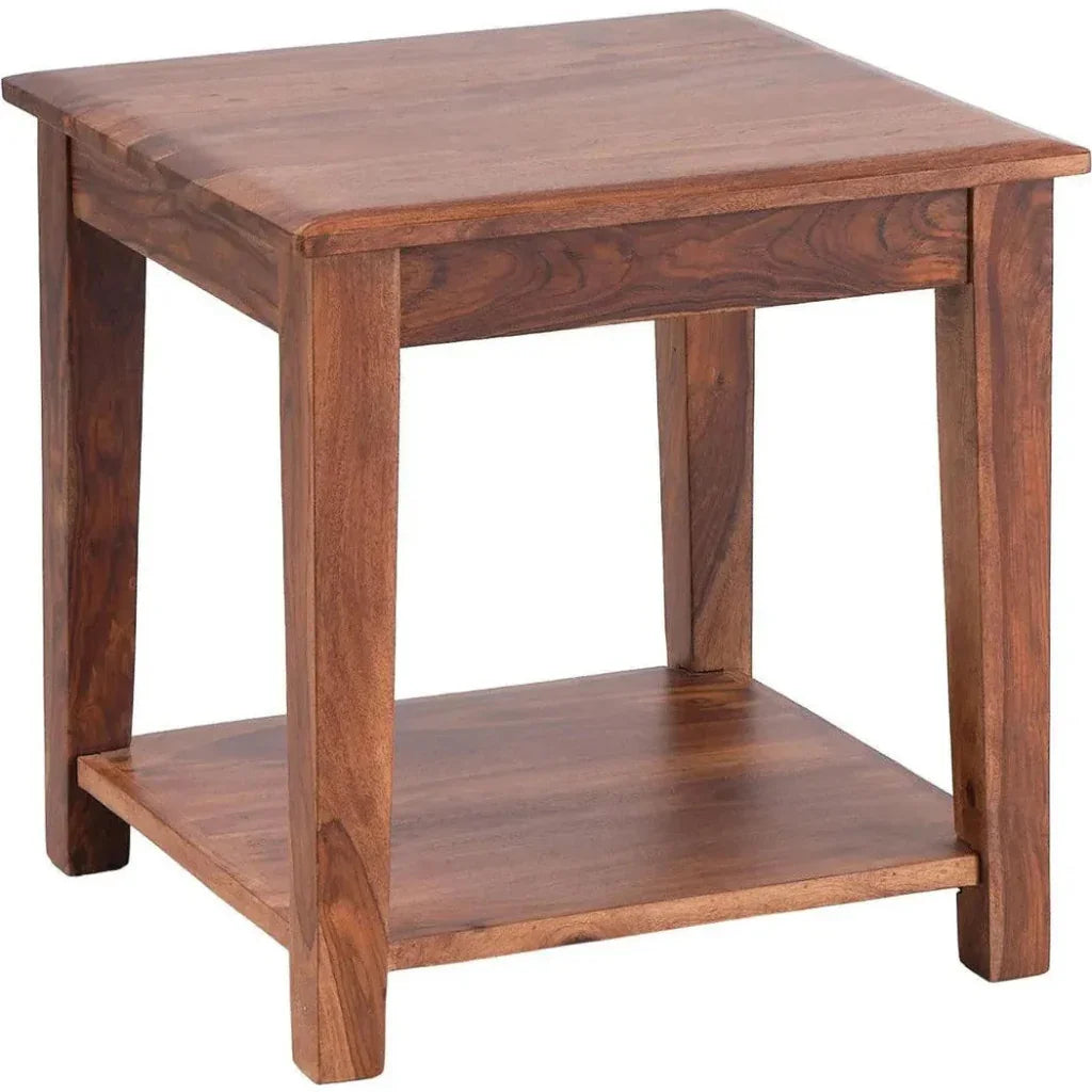 Tanmere Reddish Brown Wood Square Side Table - LOOMLAN