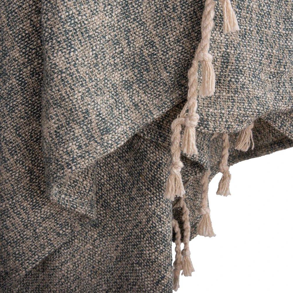 Theo Teal Gray Throw Blanket - LOOMLAN