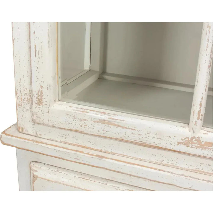 Tower Bookcase Curio Cabinet Glass Doors - LOOMLAN