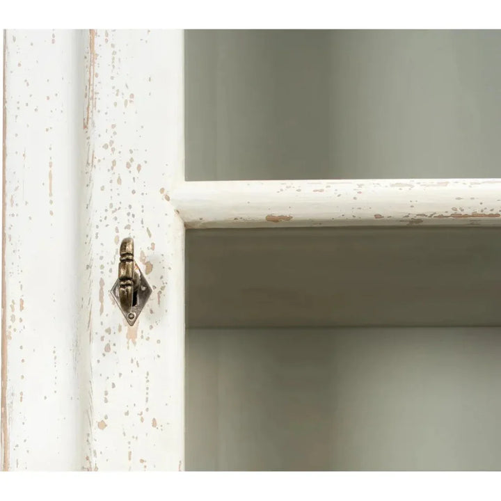 Tower Bookcase Curio Cabinet Glass Doors - LOOMLAN