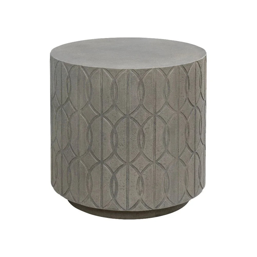 Trellis Concrete Round Outdoor End Table - LOOMLAN