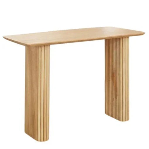 Get Varnor Wooden Console Table With Ribbed Legs – LOOMLAN