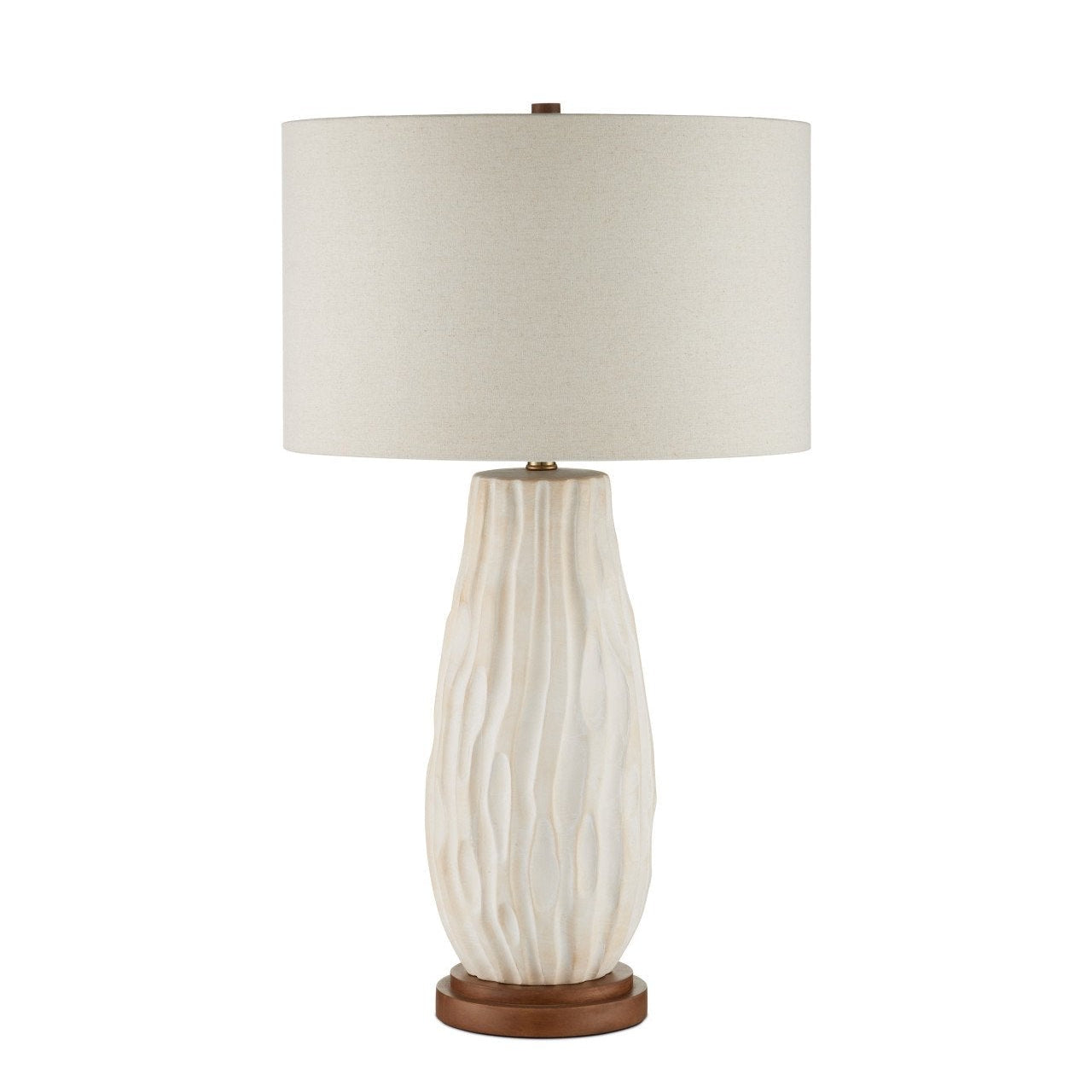 Get Water-Borne White Ceramic Table Lamp With Wood Base – LOOMLAN