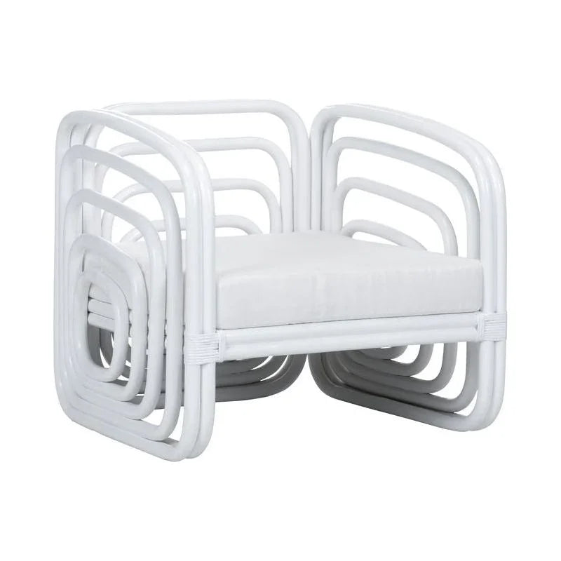 Waterfall Rattan Frame White Tub Chair - LOOMLAN