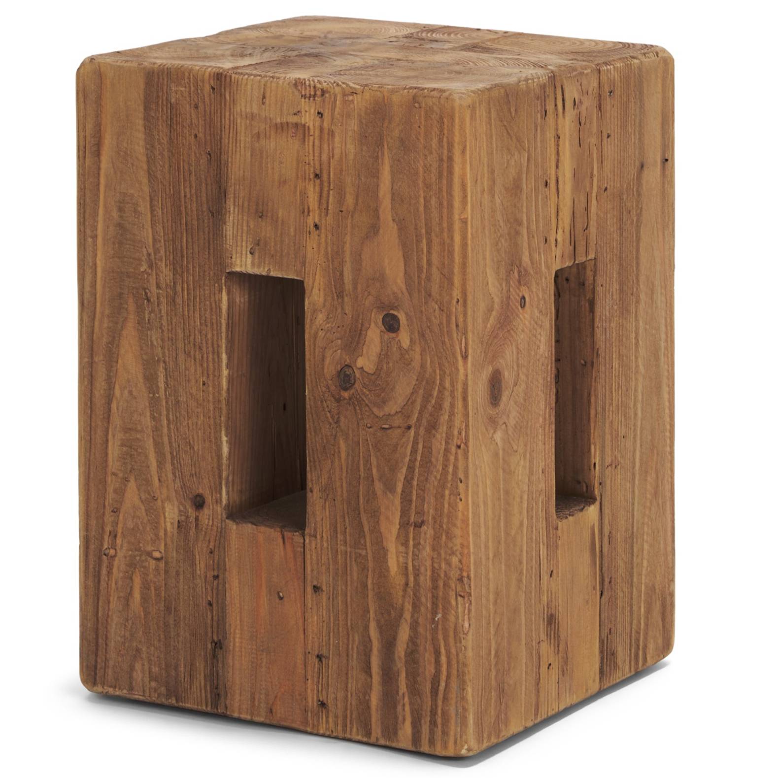 Get Waylen Natural Wooden Block Accent Stool Rustic Charm – LOOMLAN