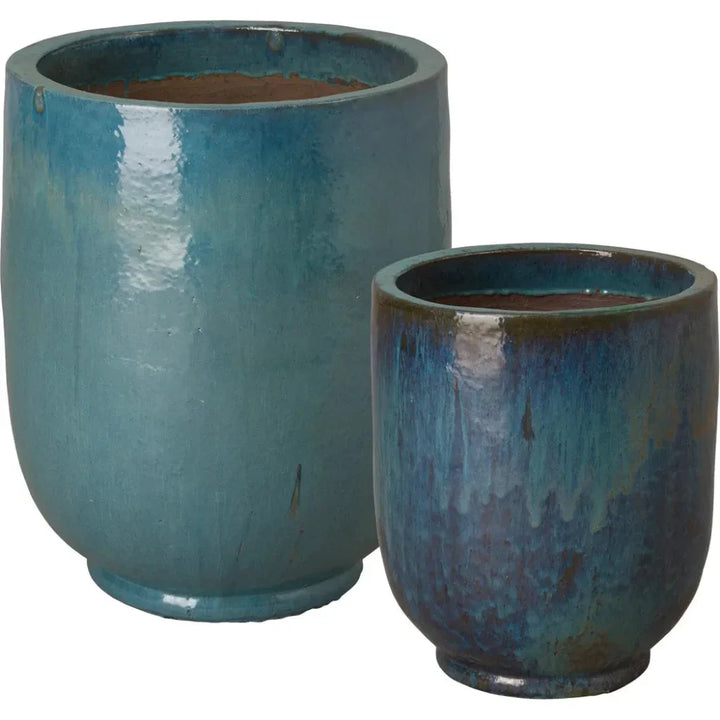 Weather Resistant Round Ceramic Planter - LOOMLAN