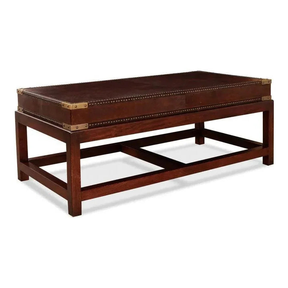 Winchester Rectangle Leather Coffee Table - LOOMLAN