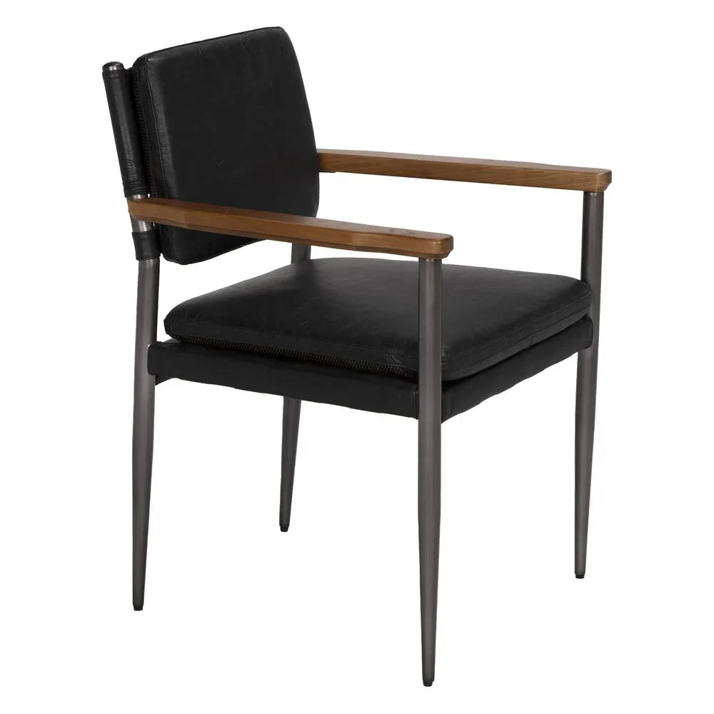 Wooster Top-Grain Leather Dining Chair - LOOMLAN