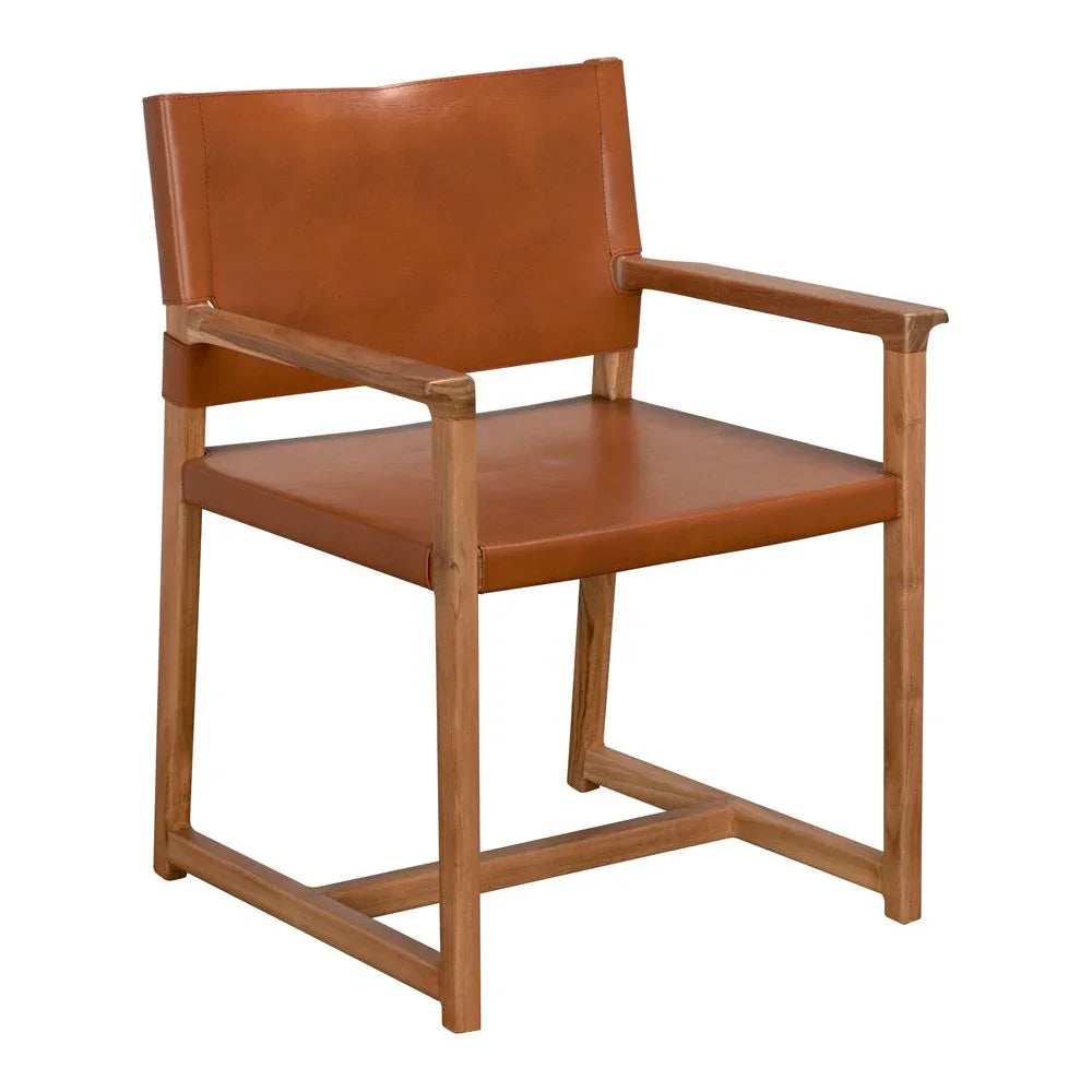 Xavier Tobacco Leather Dining Chair - LOOMLAN