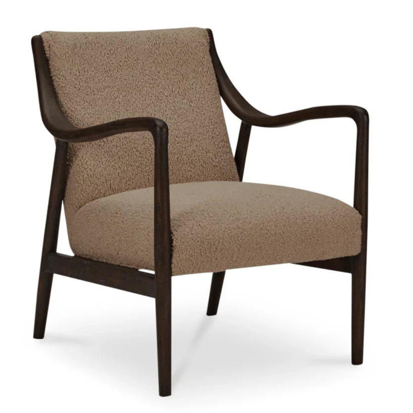 Yates Beige Faux Shearling Accent Chair - LOOMLAN